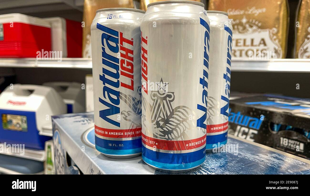 Orlando,FL USA - January 26, 2021: Cans of Natural Light Beer also ...