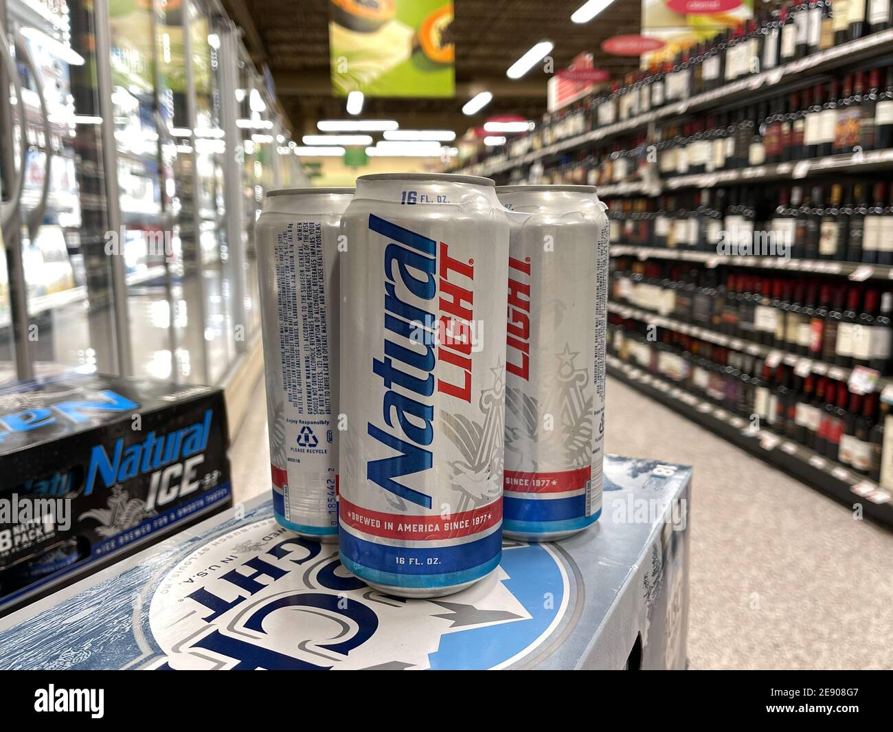 Orlando,FL USA - January 26, 2021: Cans of Natural Light Beer also ...