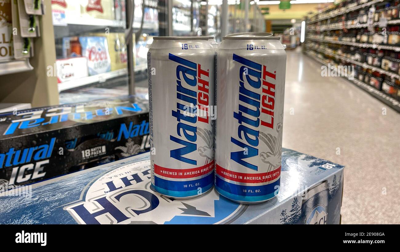 Orlando,FL USA - January 26, 2021: Cans of Natural Light Beer also ...