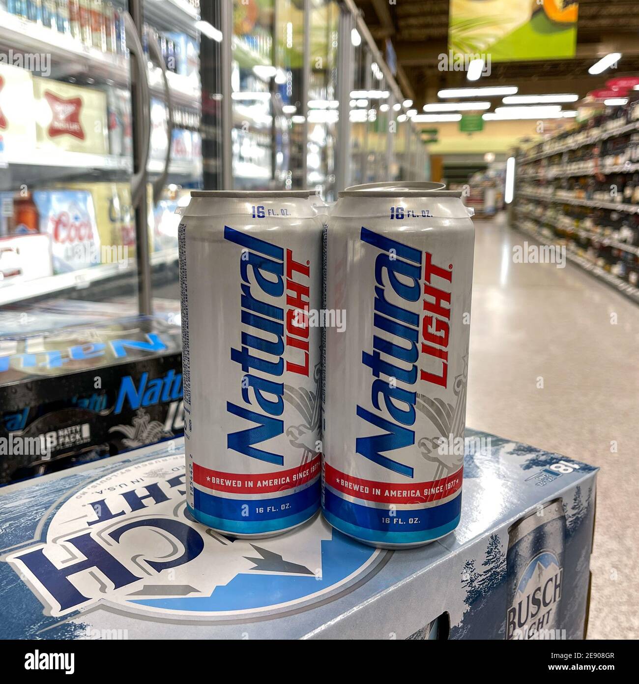 Orlando,FL USA - January 26, 2021: Cans of Natural Light Beer also ...