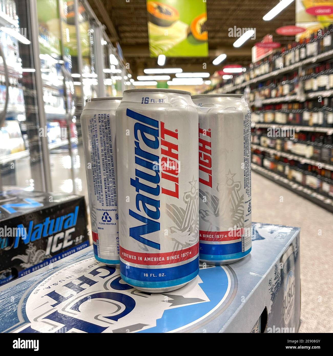 Orlando,FL USA - January 26, 2021: Cans of Natural Light Beer also ...