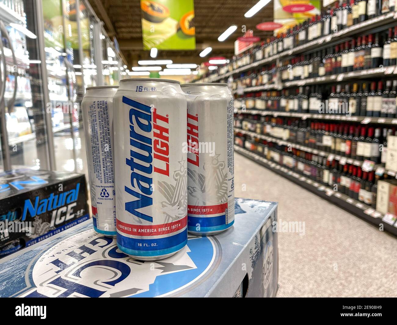 Orlando,FL USA - January 26, 2021: Cans of Natural Light Beer also ...