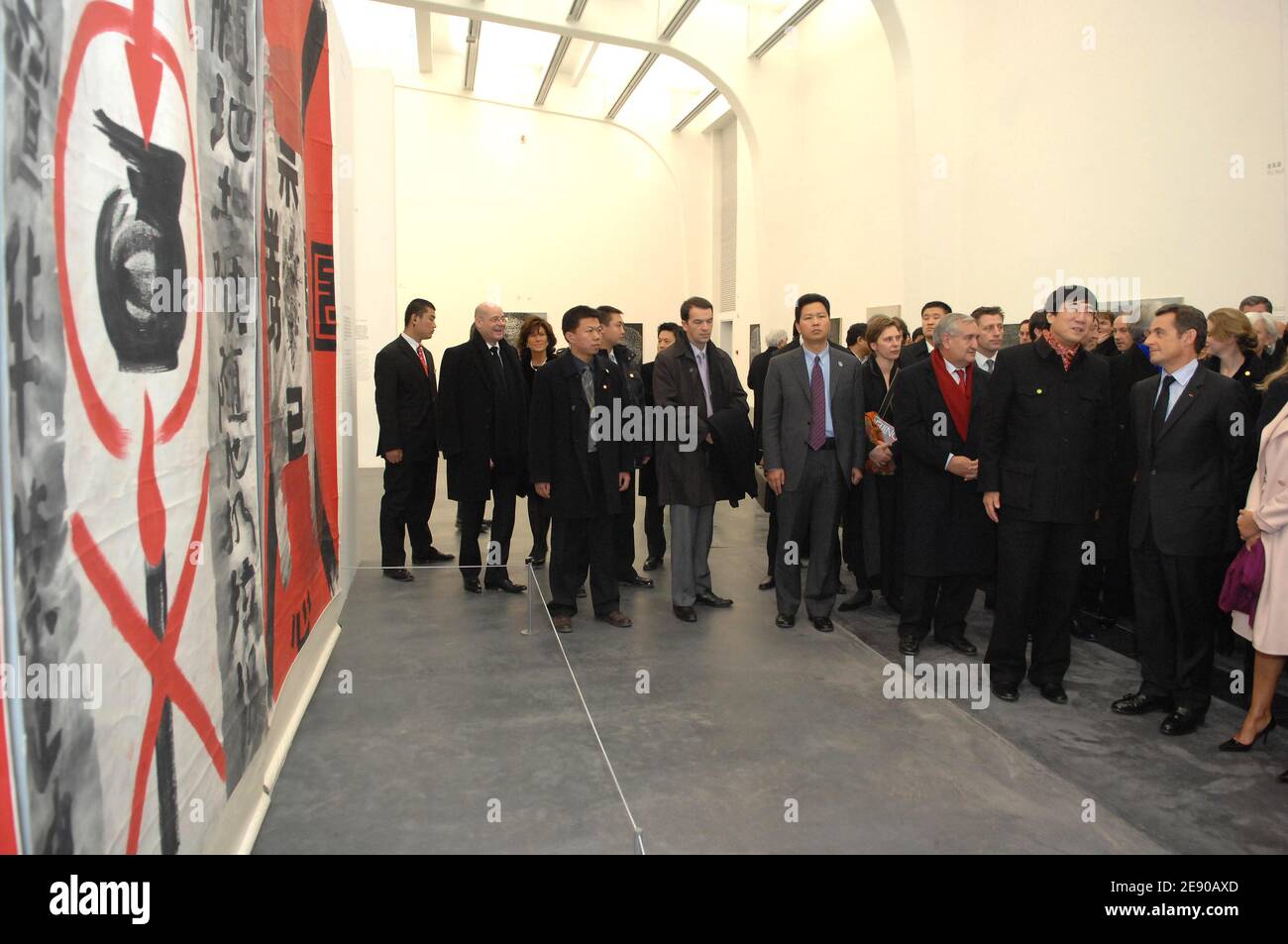 France's President Nicolas Sarkozy visits the Ullens Center for ...
