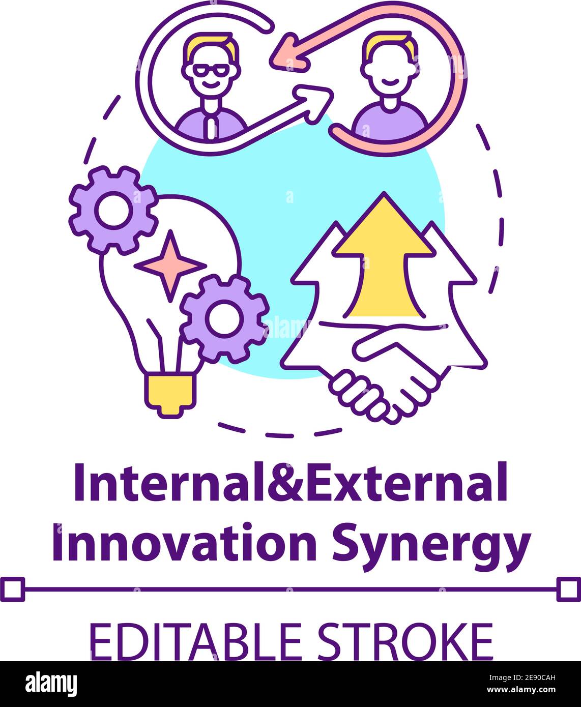 Internal and external innovation synergy concept icon Stock Vector ...