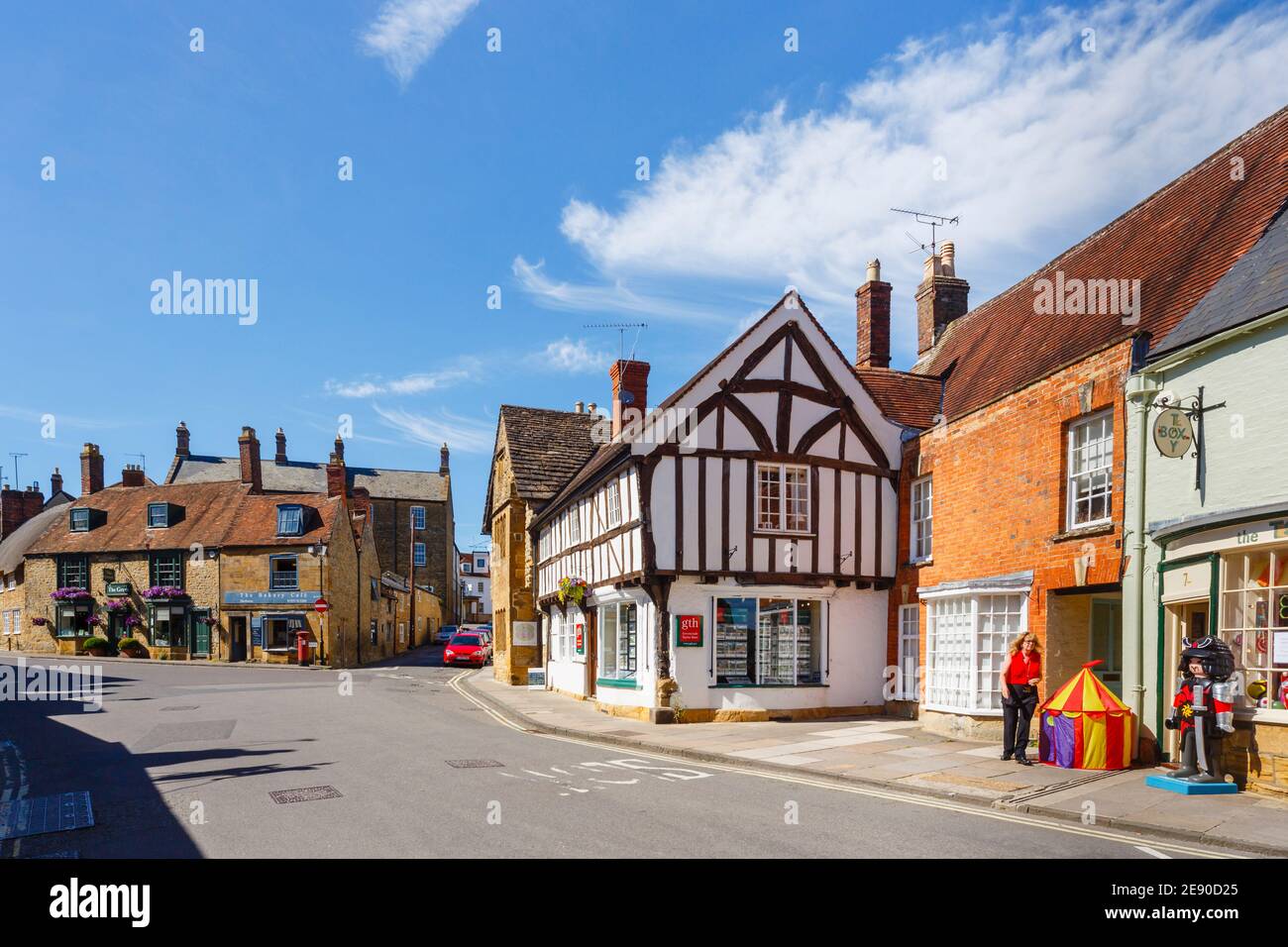 Historic buildings in the quaint town centre of Sherborne, Dorset, UK ...
