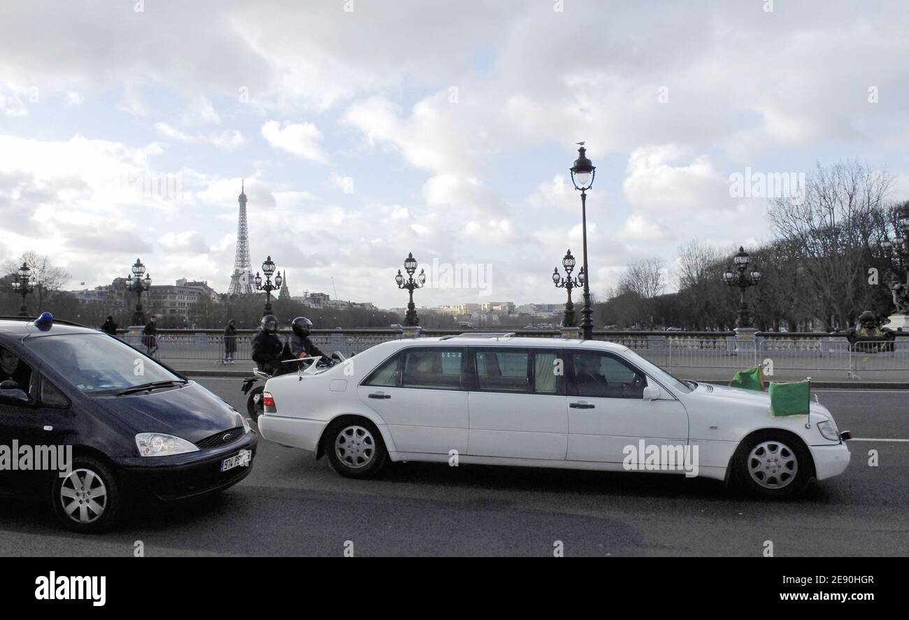 Libyan leader Moammar Gadhafi's official car passes in front of Eiffel ...