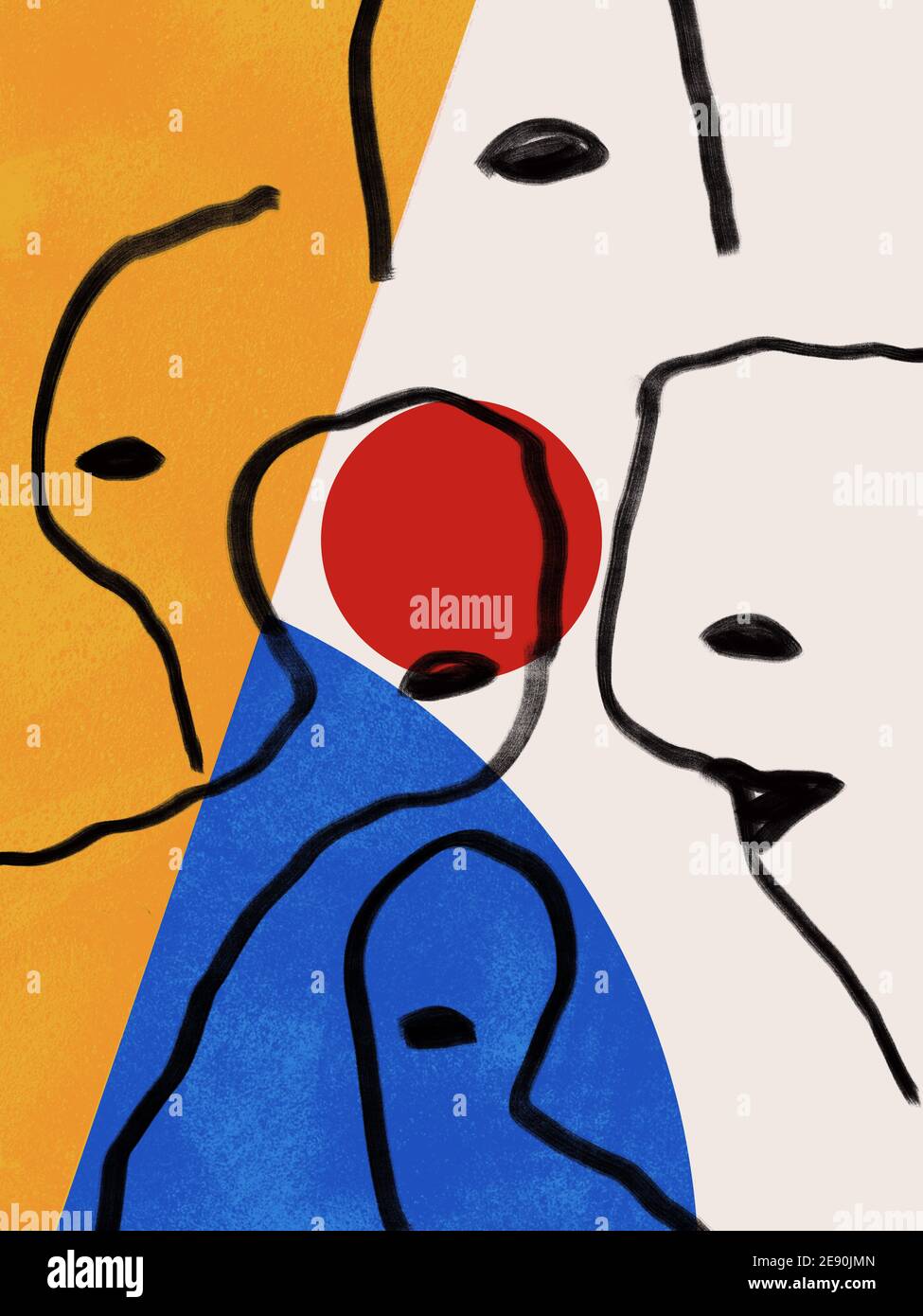 Colorful abstract neoplasticism and cubism art style With woman ...