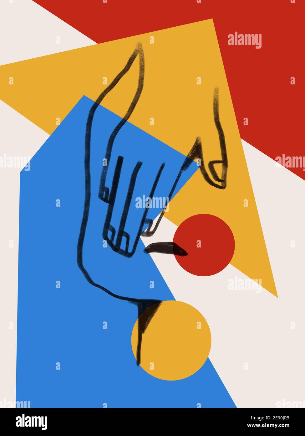 Colorful abstract neoplasticism and cubism art style With woman ...