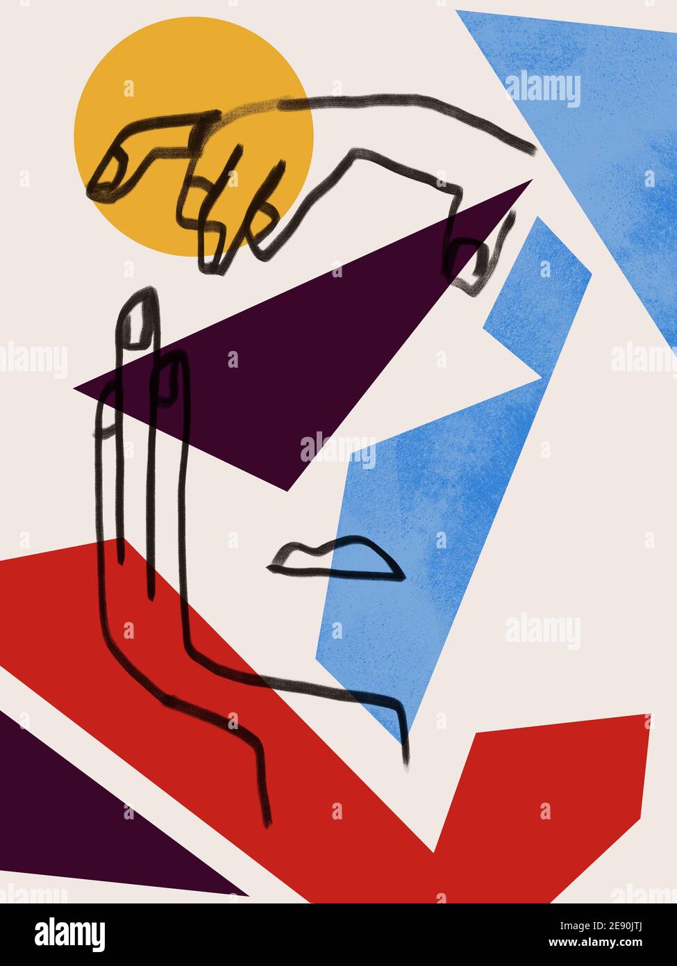 Colorful abstract neoplasticism and cubism art style With woman ...