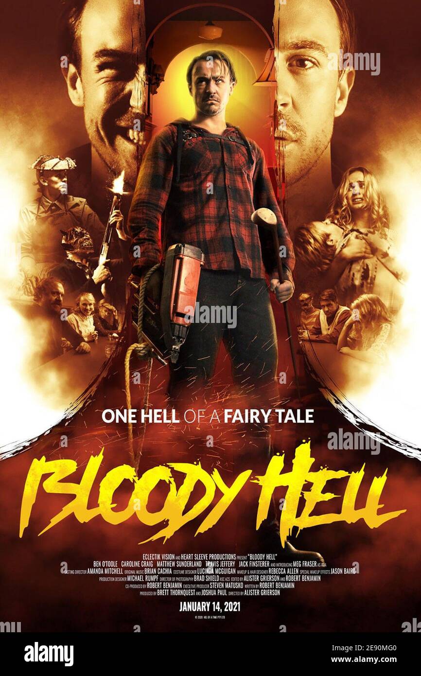 BLOODY HELL, poster, Ben O'Toole (top two and center), Meg Fraser ...