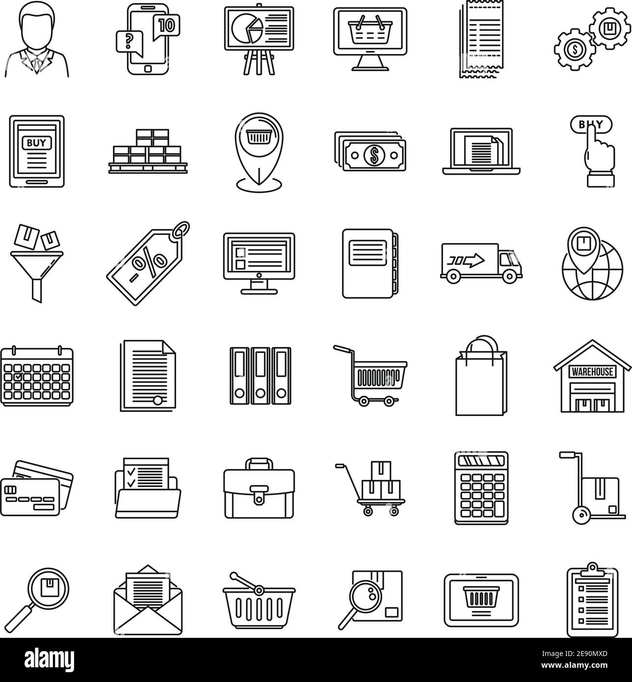 Purchasing manager sell icons set, outline style Stock Vector Image ...