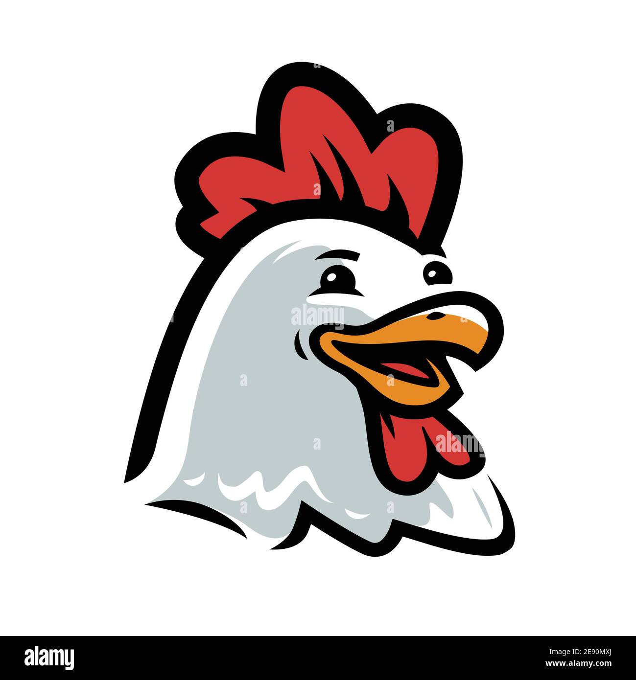 Happy cartoon chicken. Hen portrait, farm food symbol Stock Vector ...
