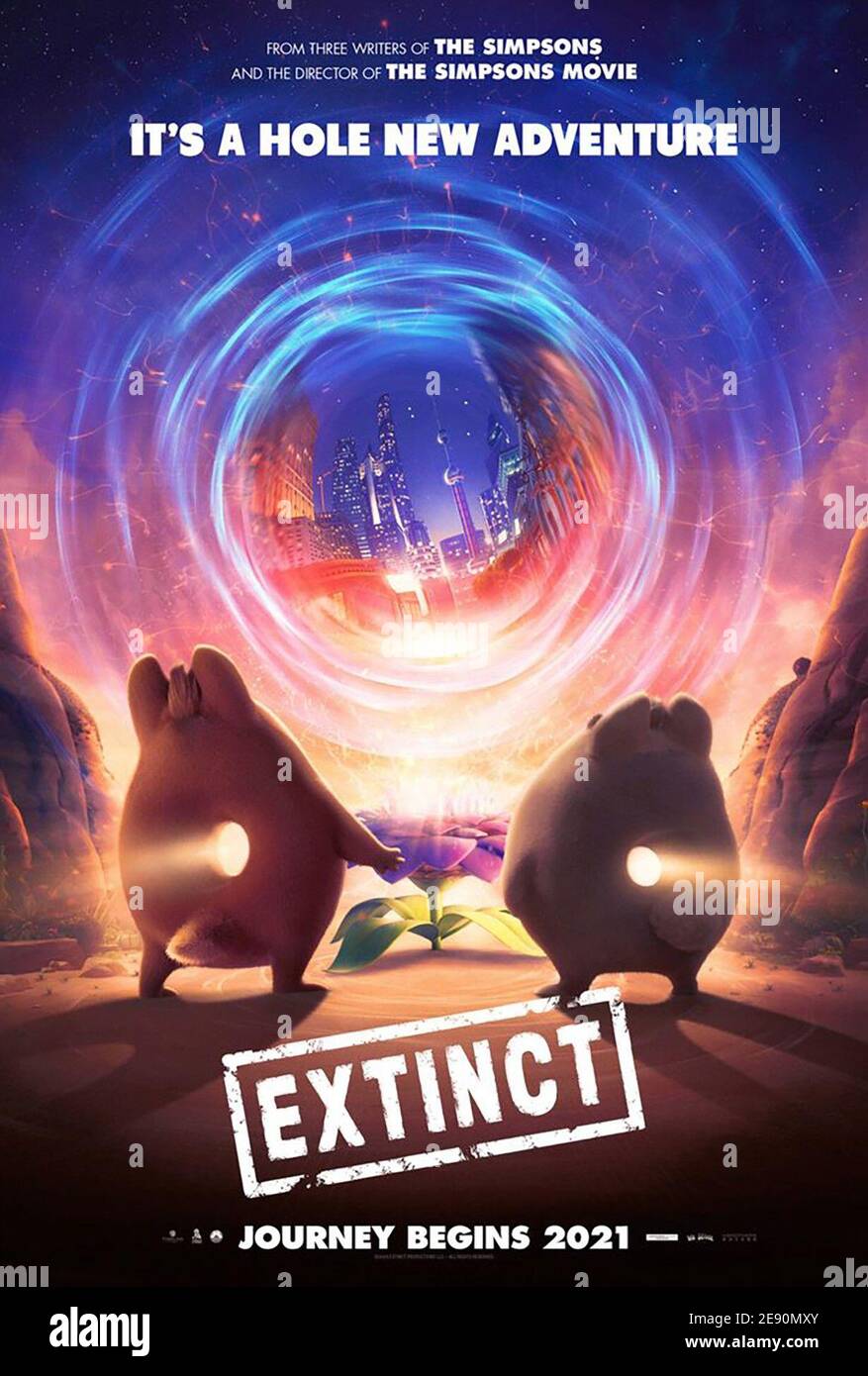 EXTINCT, poster, from left: Op (voice: Rachel Bloom), Ed (voice: Adam ...
