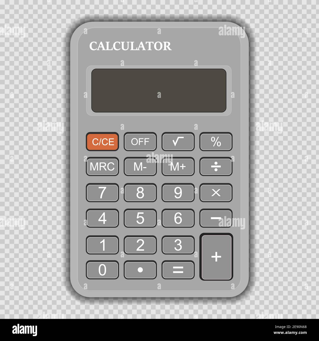 Vector realistic calculator gray isolated on transparent background, design template in EPS10 ...