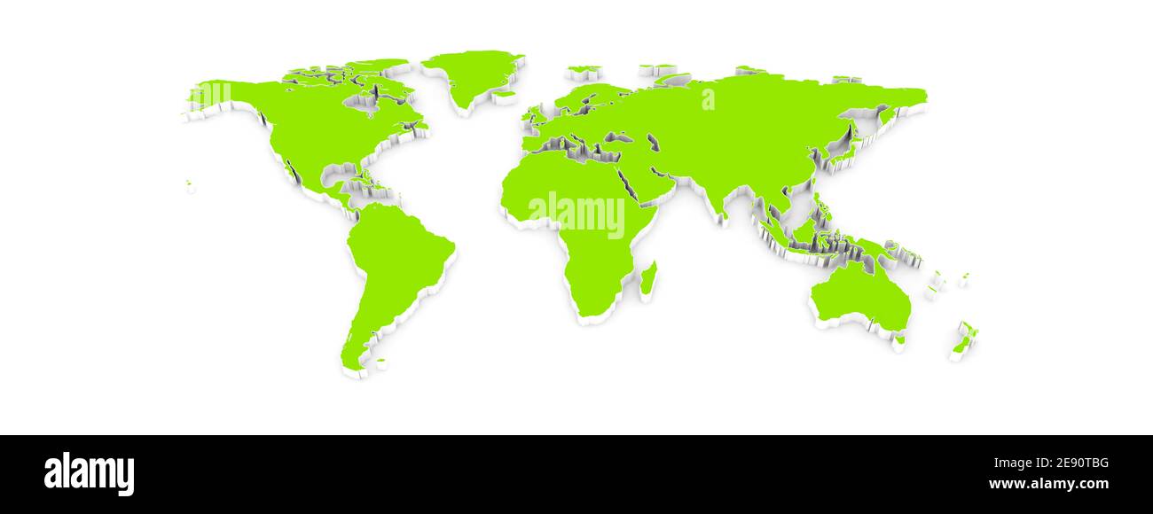 Green world map on white background Stock Photo - Alamy