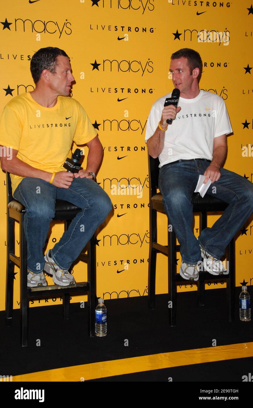 Athlete Lance Armstrong (L) attends a Q & A in celebration of his ...