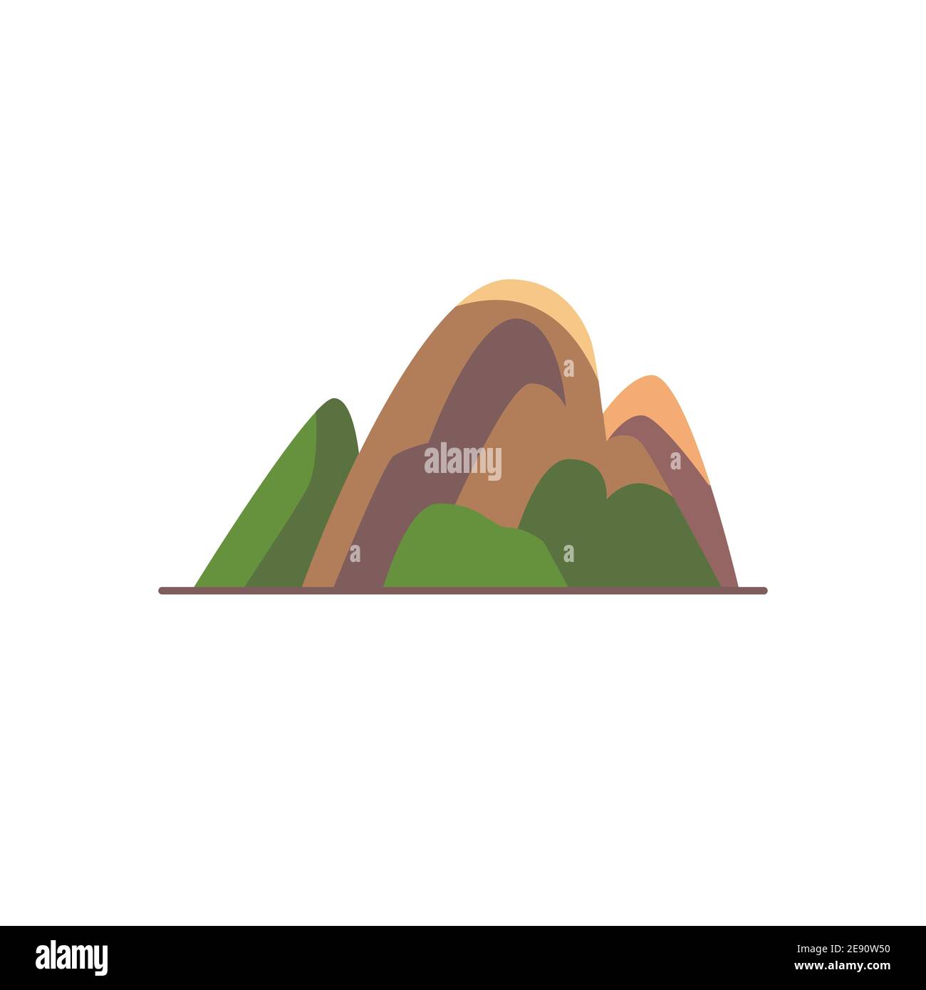 Hill icon in flat style. Colorful mountain symbol isolated on white ...