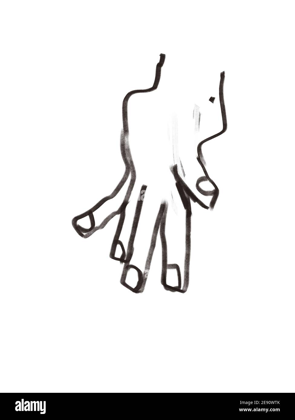 Line art hands. Rough painted drawing. Minimalist design illustration ...