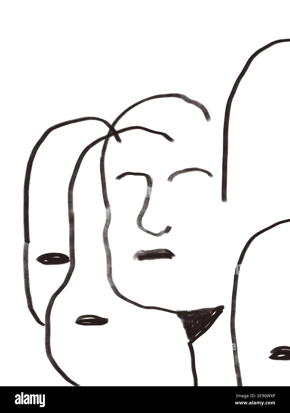 line drawing multiple woman portraits. Symbolic Stock Photo - Alamy