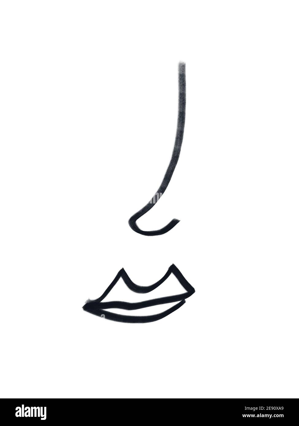 Minimal face line art with nose and woman lips. Matisse line art vibes ...