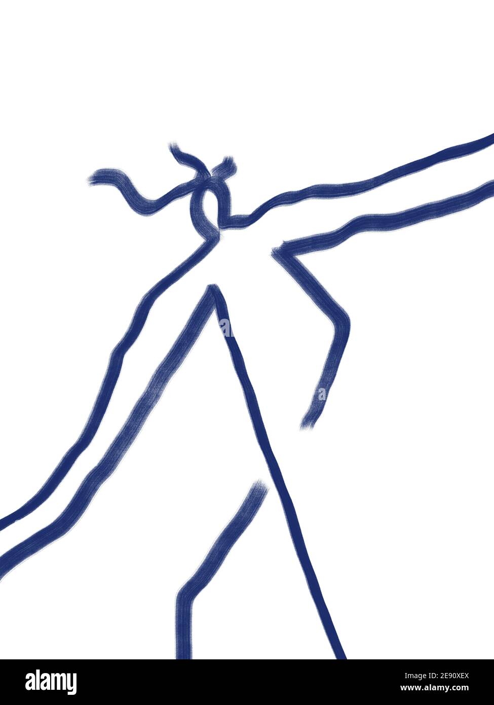 Minimal people walk figure draw in blue. Line art silhouette. Minimal ...