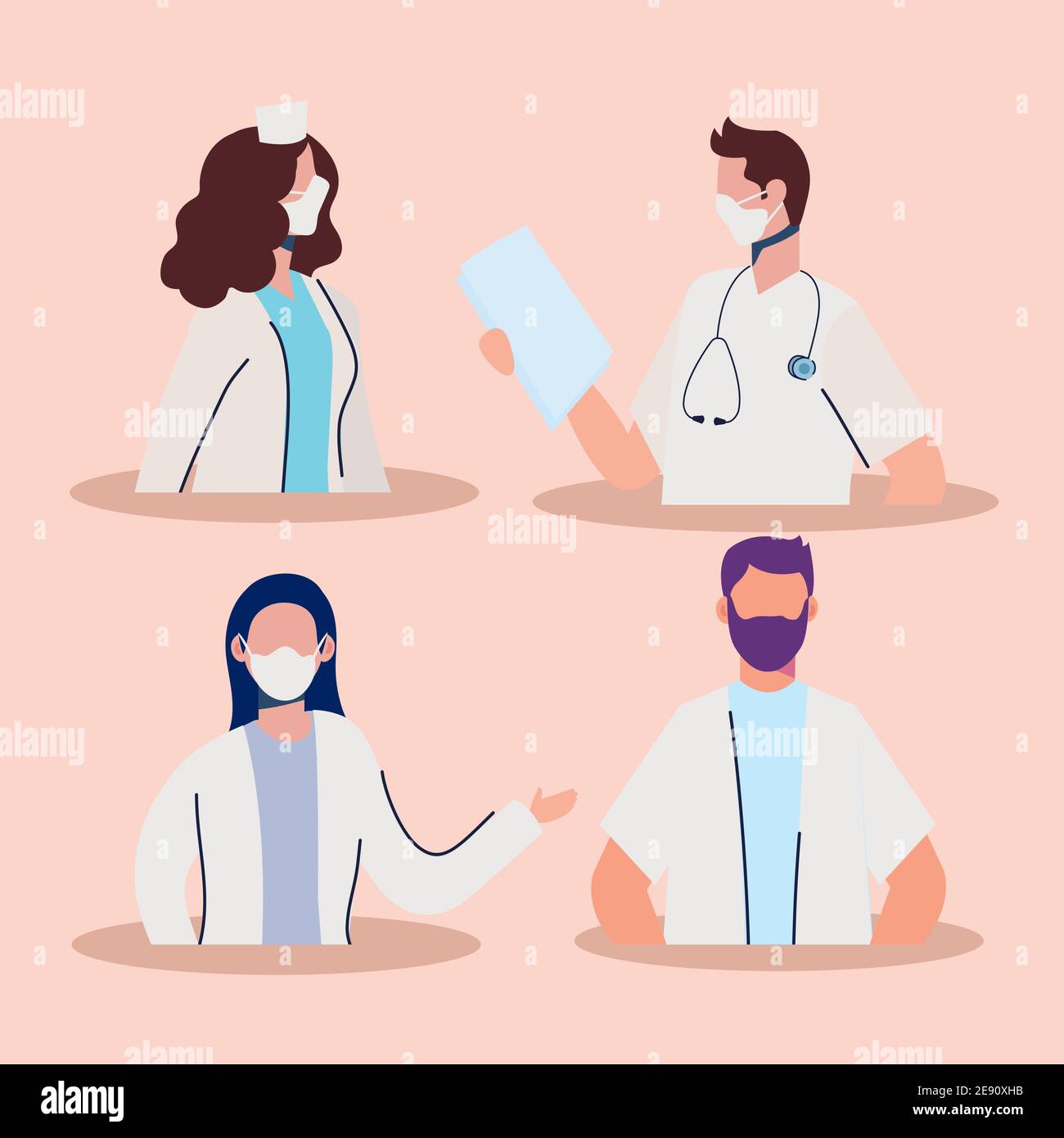 doctors staff wearing medical masks characters Stock Vector Image & Art ...