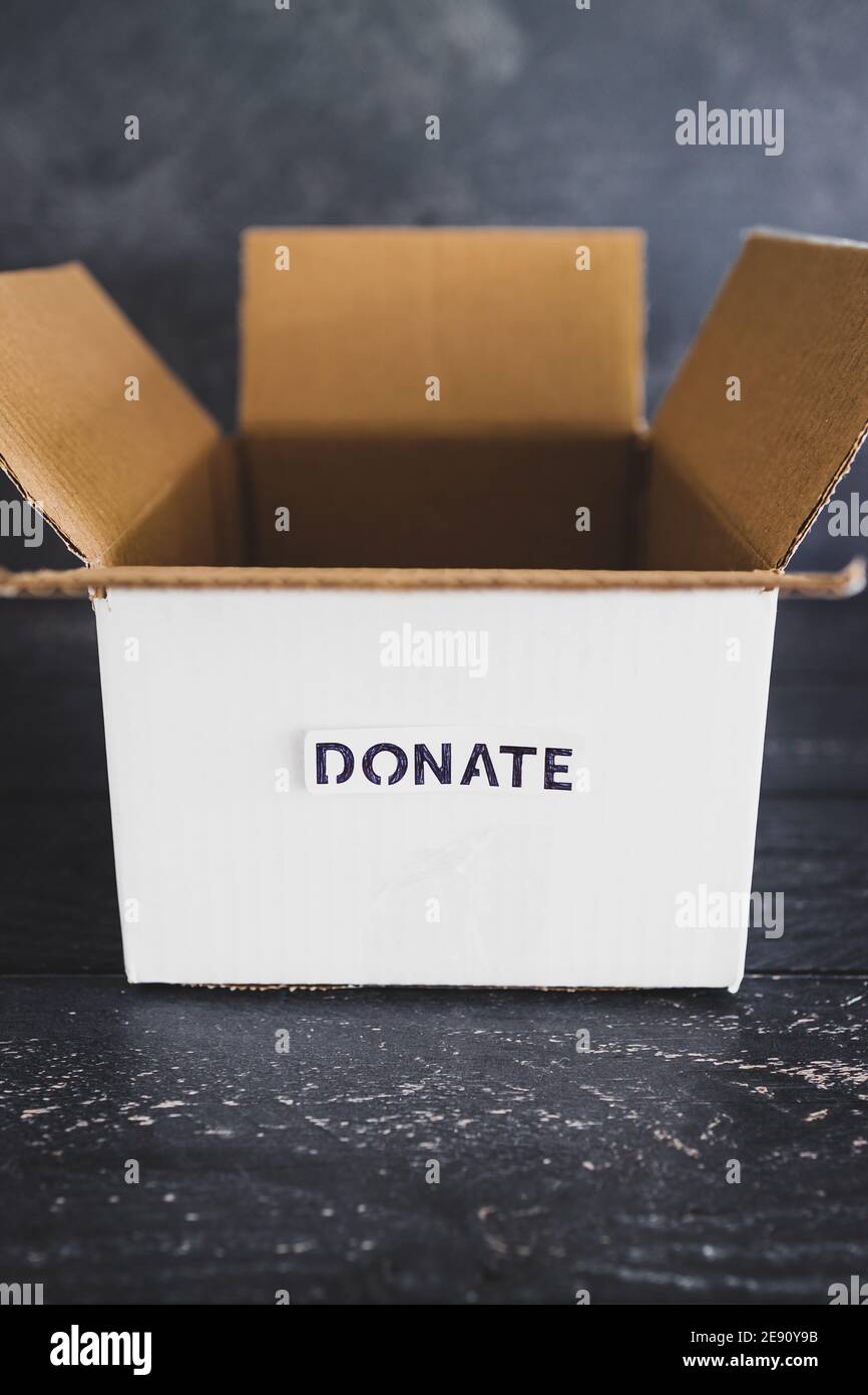 charity donation and decluttering items to be thrifted concept, empty ...