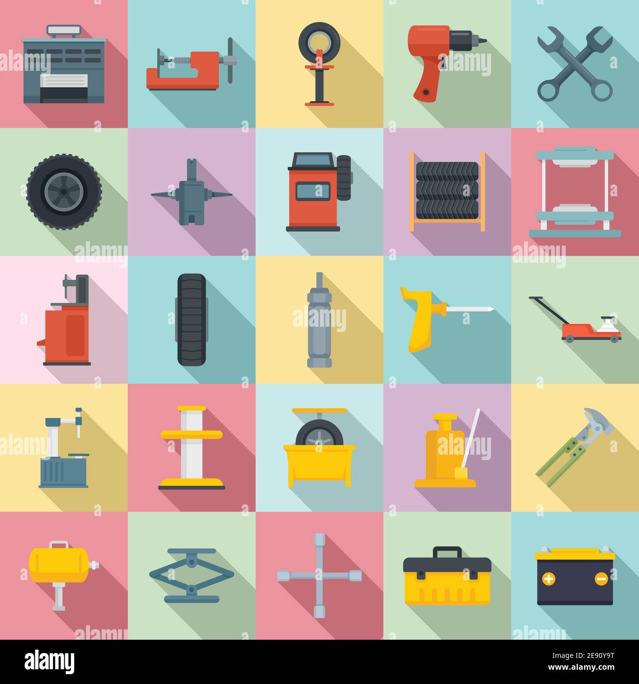 Tire fitting icons set, flat style Stock Vector Image & Art - Alamy