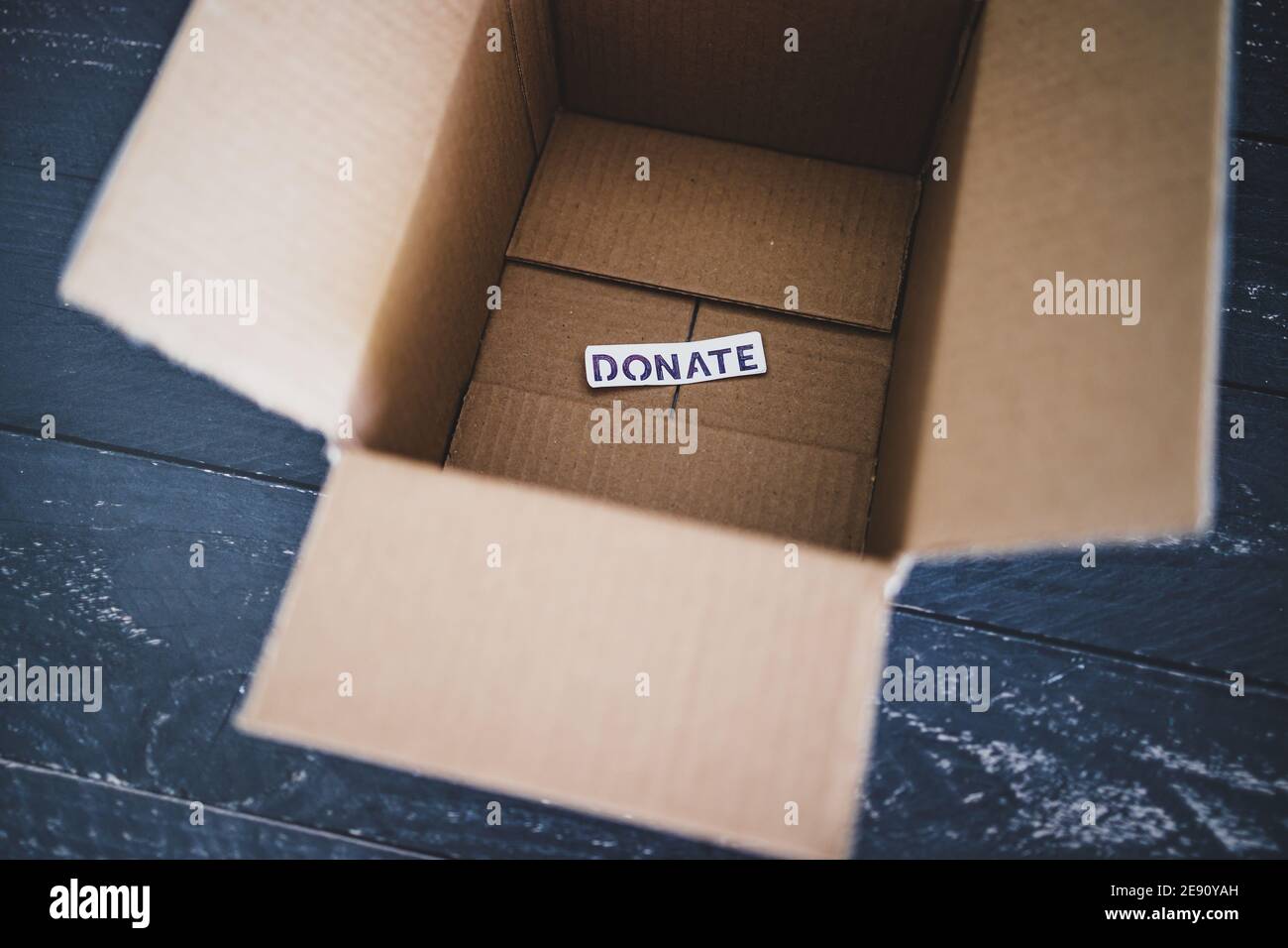 charity donation and decluttering items to be thrifted concept, empty ...