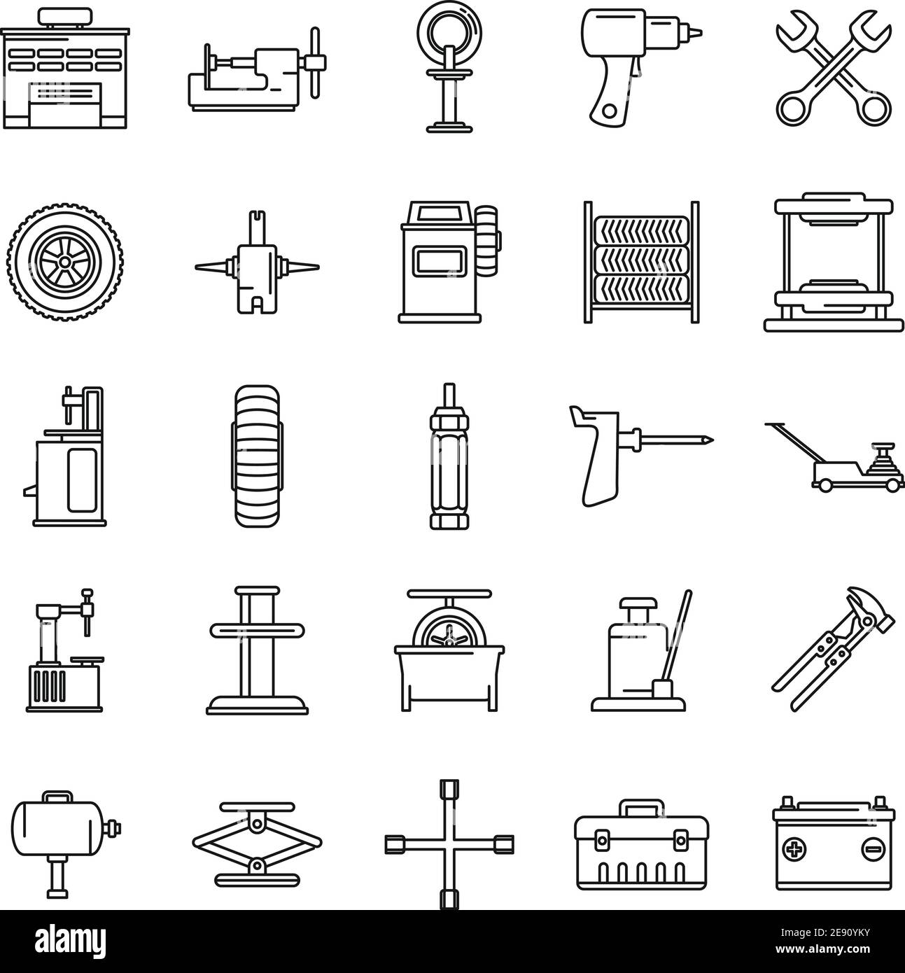 Tire fitting tool icons set, outline style Stock Vector Image & Art - Alamy
