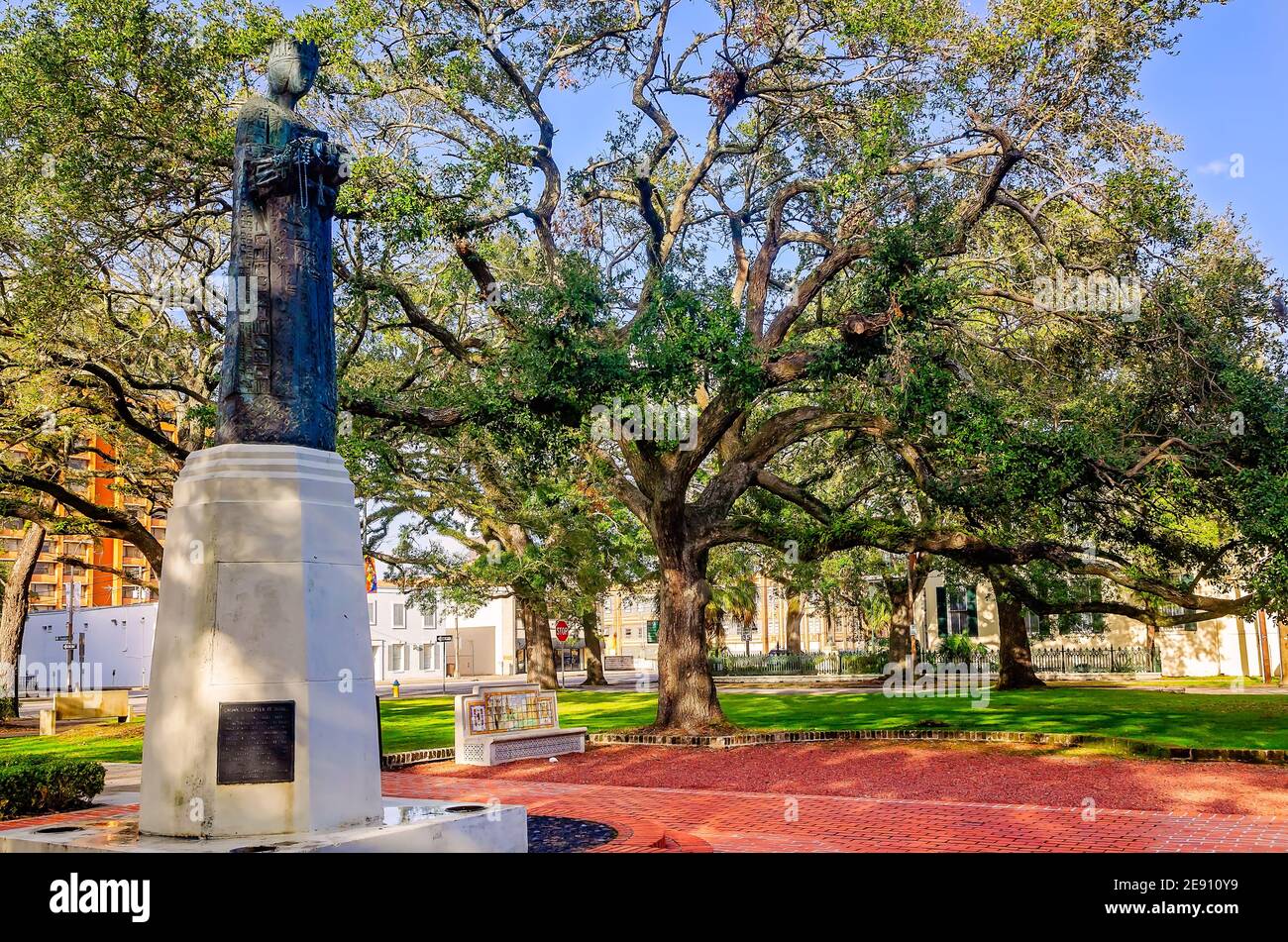 A statue of Queen Isabella of Spain stands in Spanish Plaza, Jan. 31 ...