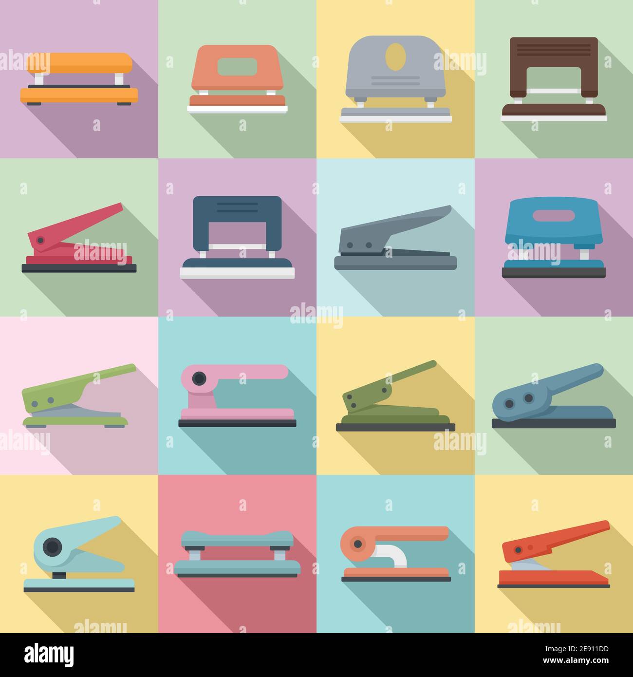 Hole puncher icons set, flat style Stock Vector Image & Art - Alamy