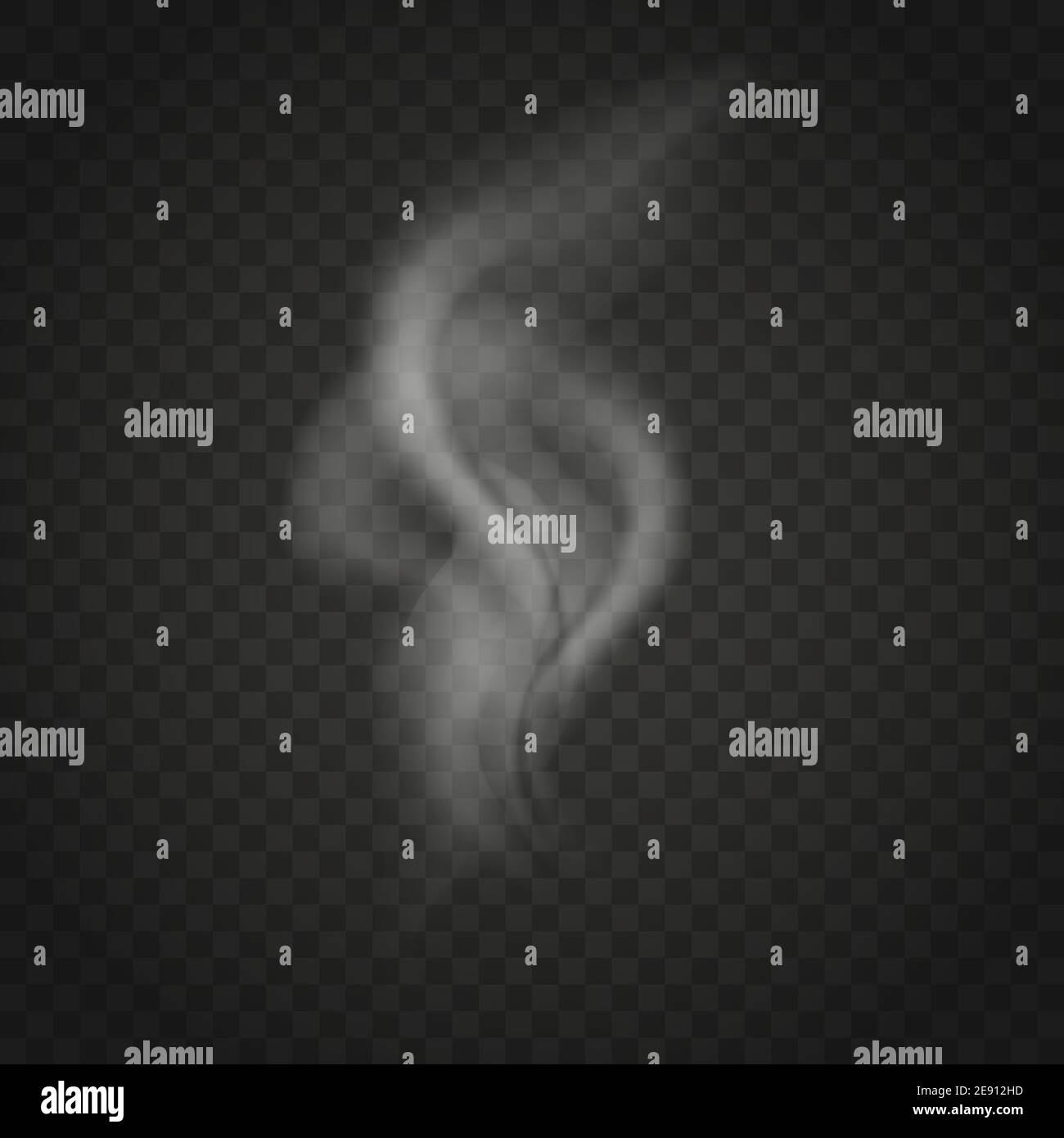 Transparent smoke or steam waves isolated on dark background. Trickles ...