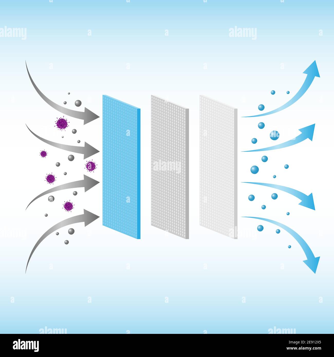 PM 2.5 air filteration and virus protection, vector illustration Stock ...