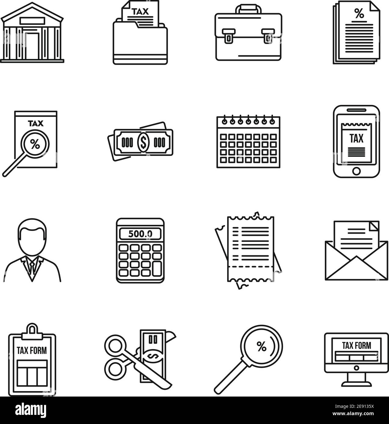 Tax inspector audit icons set, outline style Stock Vector Image & Art ...