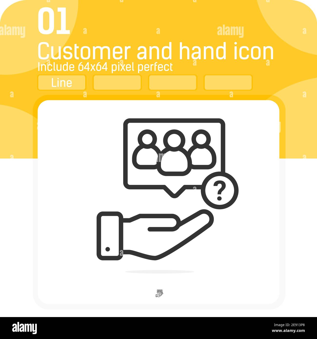 Customer icon with question mark sign with outline style isolated on ...