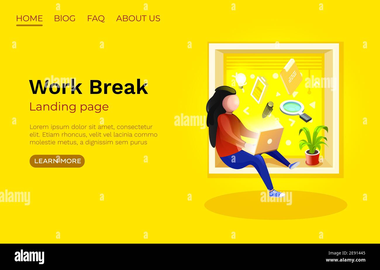 Work Break office room, landing page website, developer freelancer ...