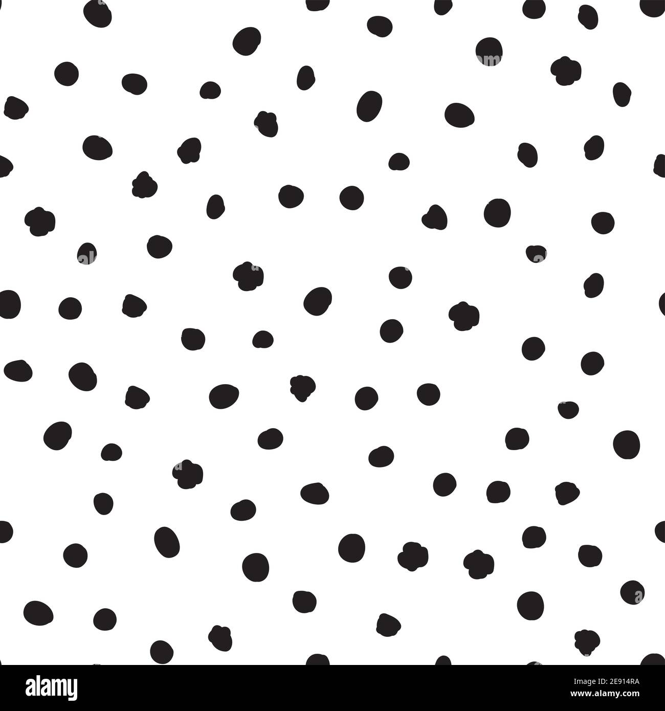 Polka dot hand drawn seamless background. Polkadot snowflakr black ...