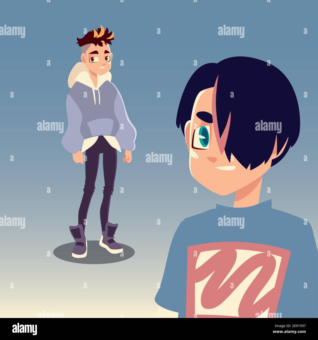 millennial teenagers, trendy youth culture clothes vector illustration ...