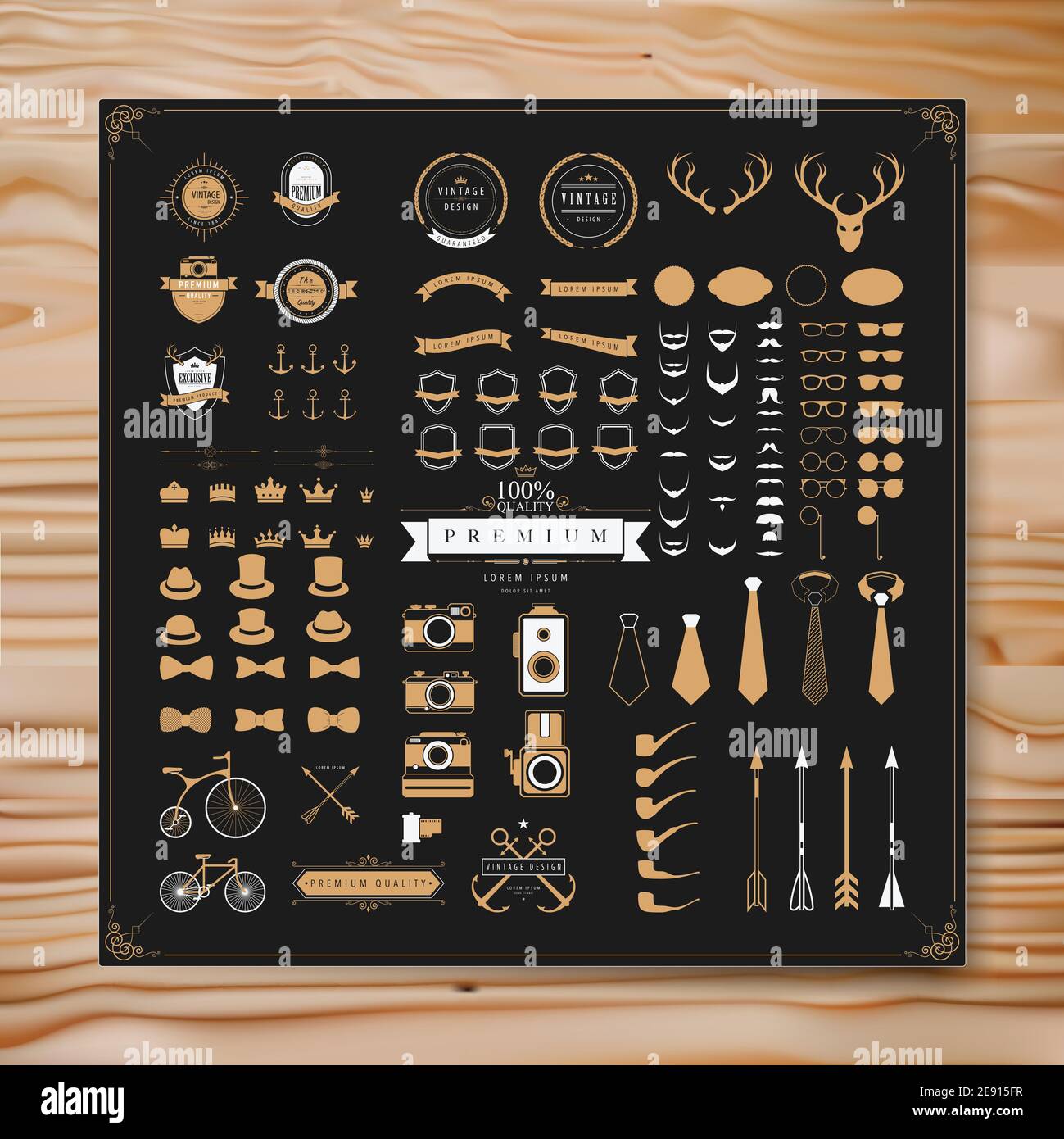 Wooden design elements Stock Vector Images - Alamy