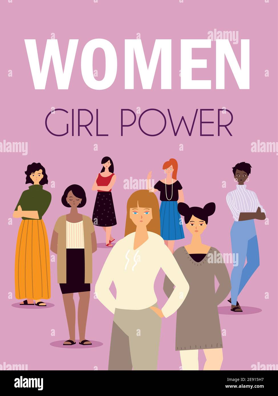 women girl power portrait of adorable young posing together vector ...