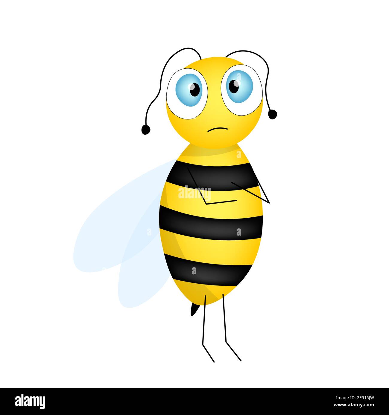 Cartoon cute bee mascot. A surprised bee flies. Small wasp. Vector ...