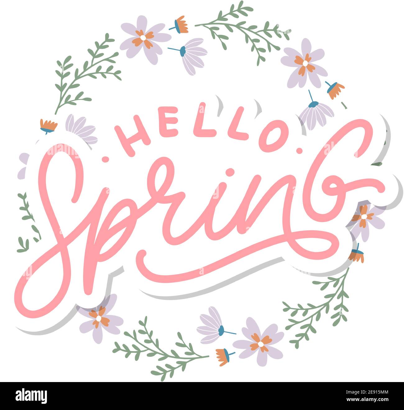 Hello Spring Flowers Text Background Stock Vector Image & Art - Alamy