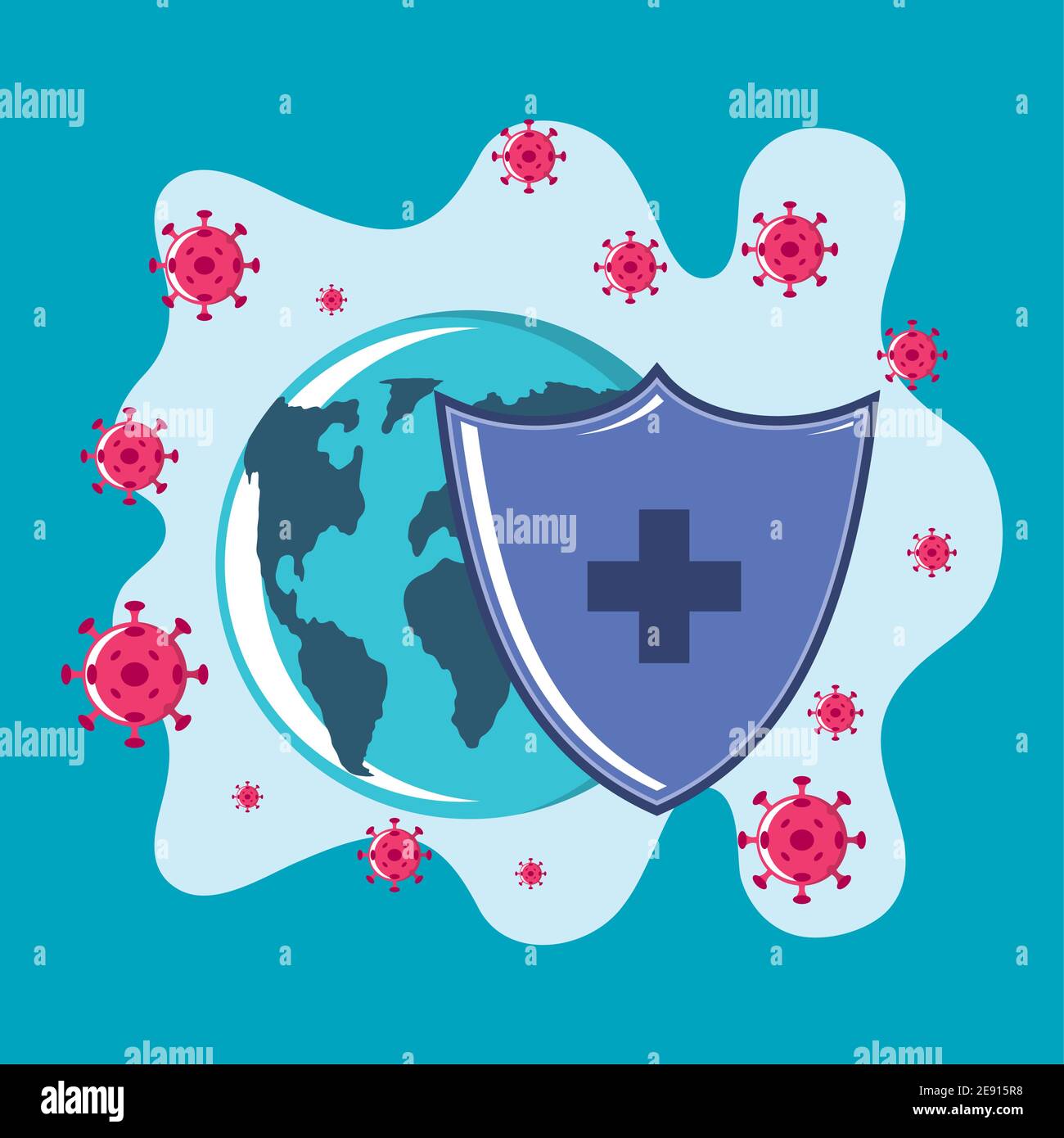 world vaccine, shield protection against covid 19 vector illustration ...