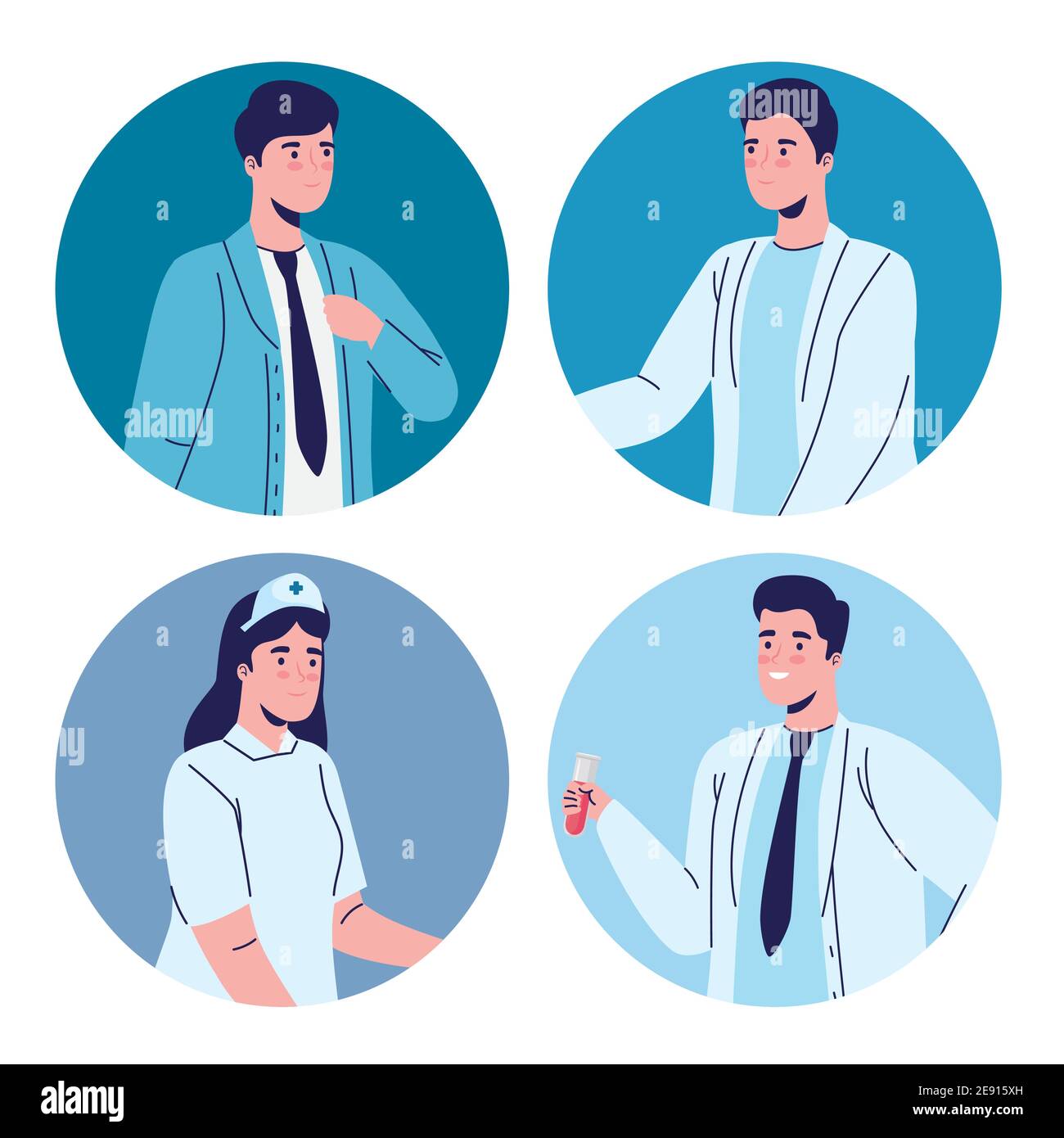 group of four medical staff workers characters Stock Vector Image & Art ...