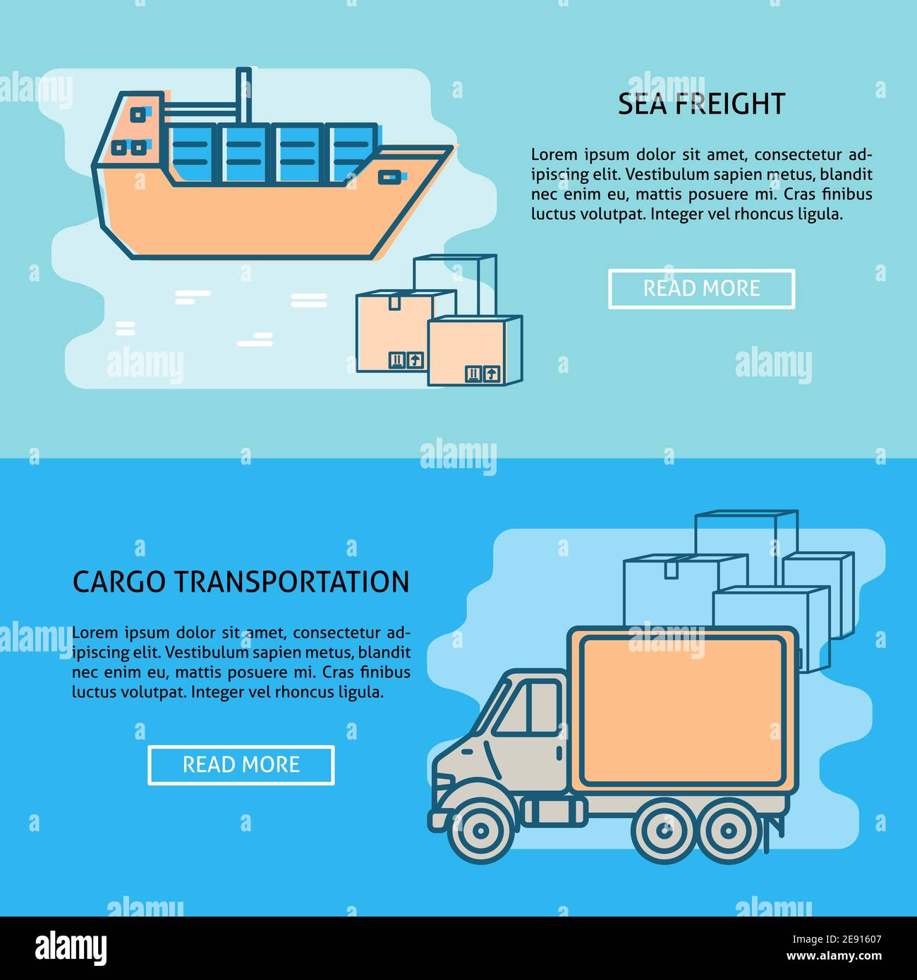 Cargo transportation concept banner or poster templates with place for ...