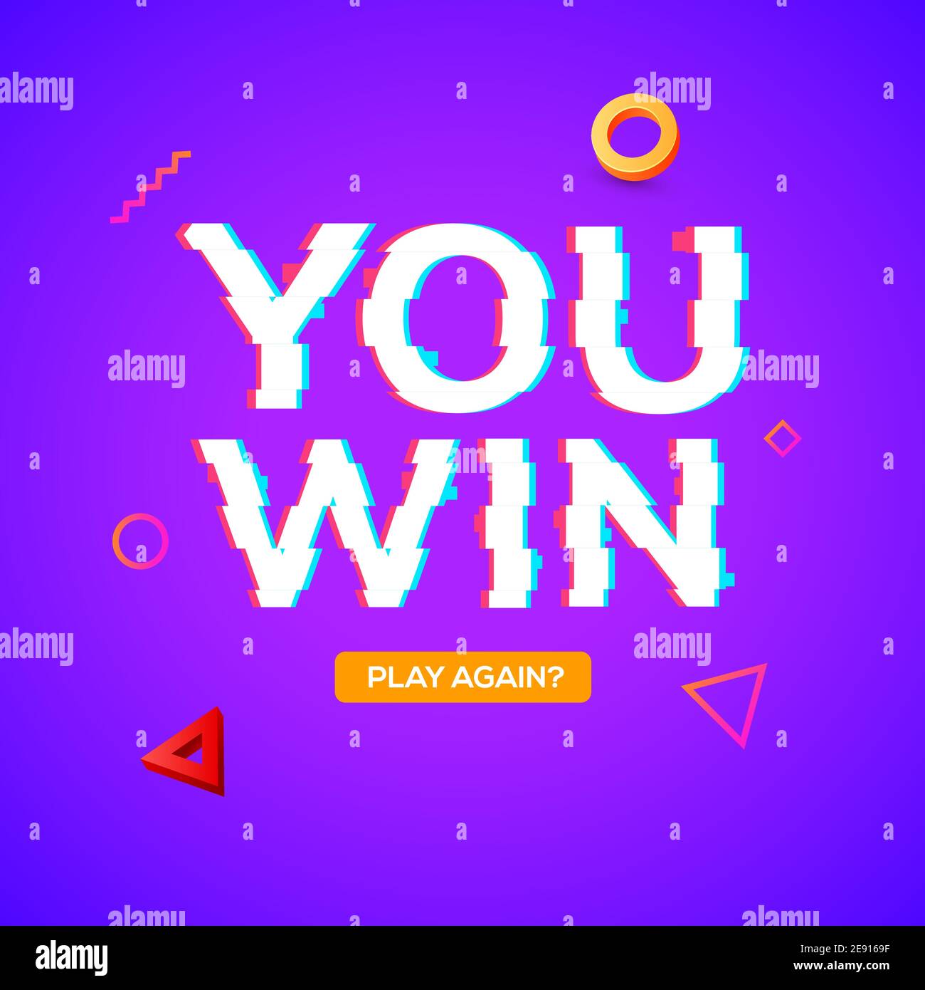 Retro game glitch win score background. Video game you win glitch ...