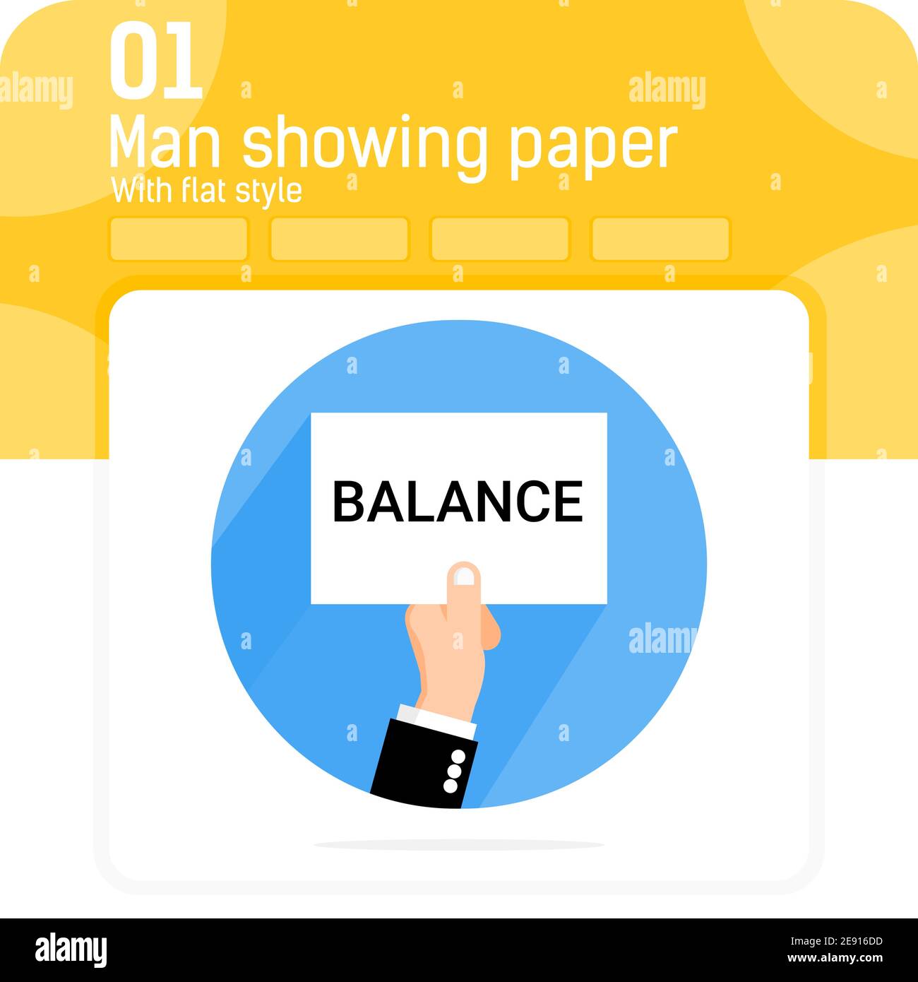 man showing paper BALANCE text vector illustration with flat style ...