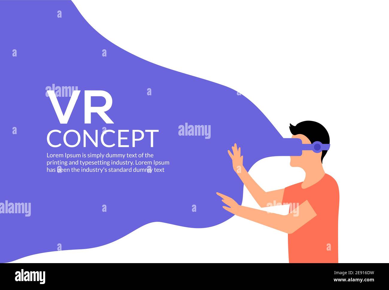 VR vector reality illustration. Virtual reality vector flat concept ...