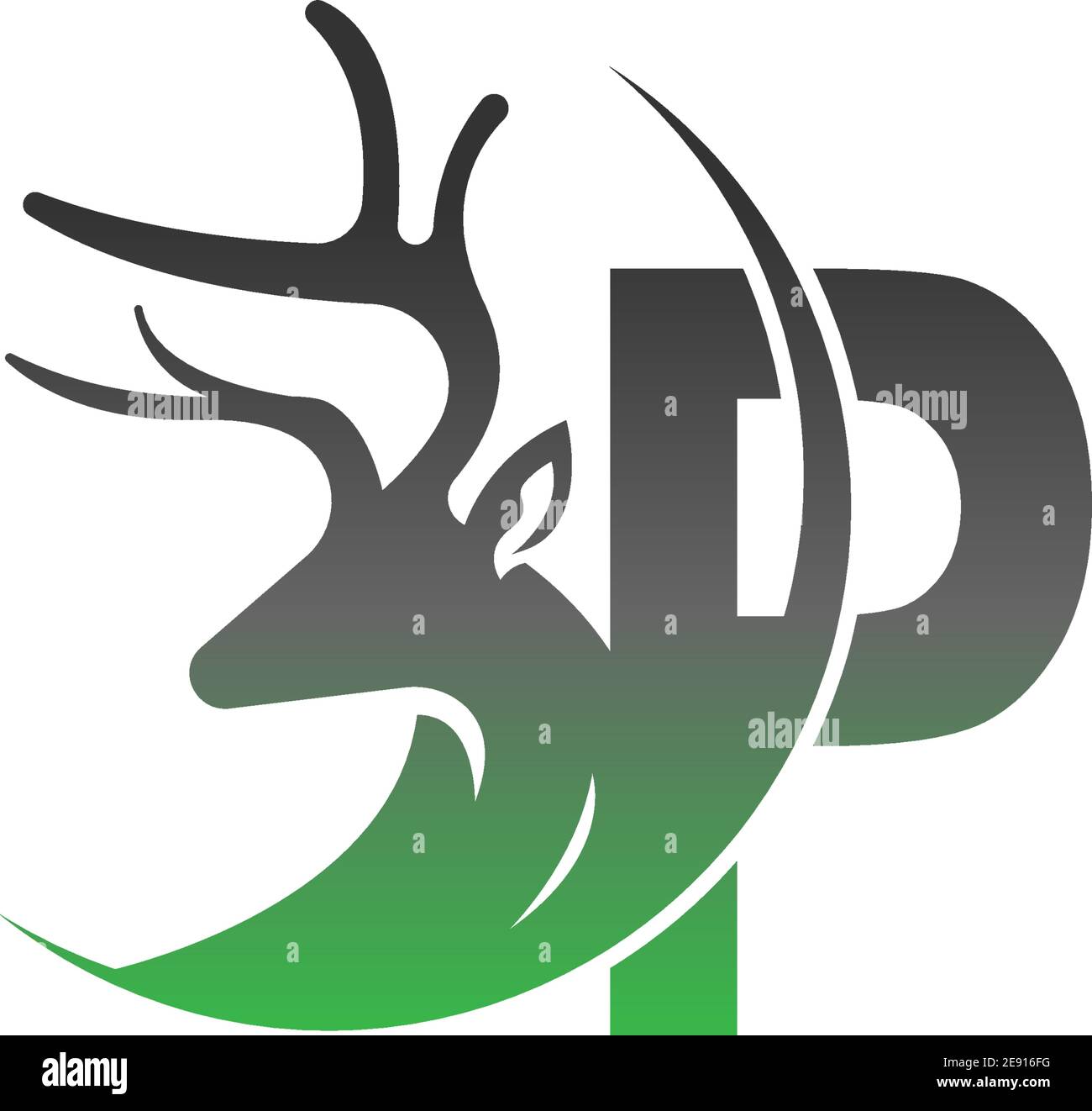 Letter P icon logo with deer illustration design vector Stock Vector ...